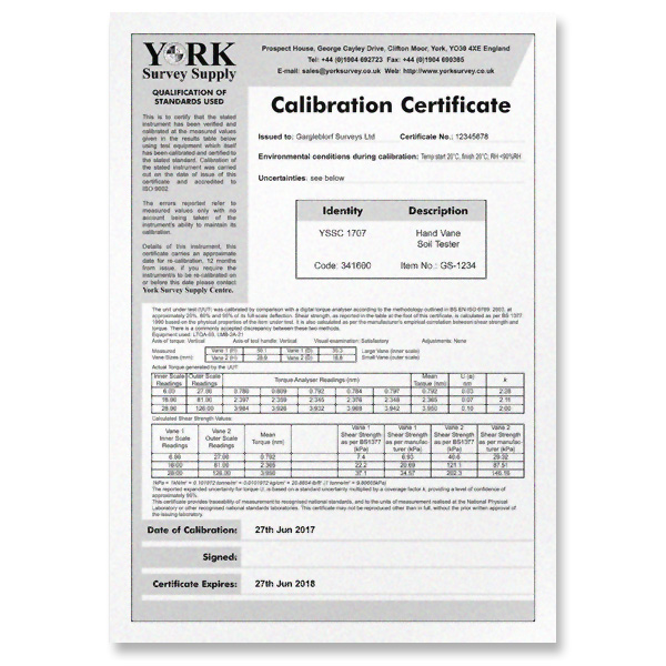 Measuring Wheel Calibration Certificate | York Survey Supply Centre